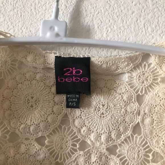 2B Bebe | Tops | 2b Bebe Cream Lace Fringe Vest | Poshmark